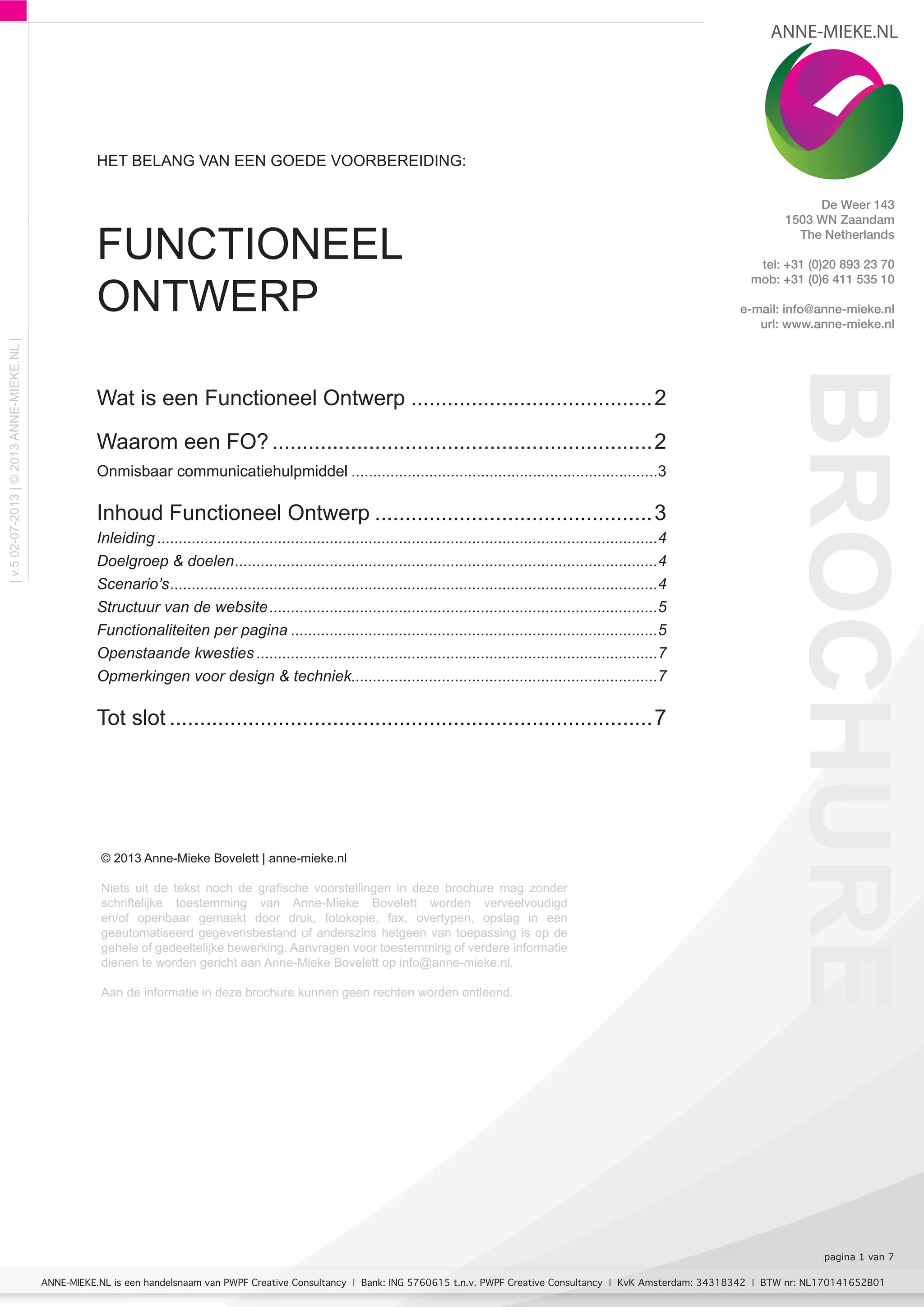 Functioneel Ontwerp - brochure | PDF