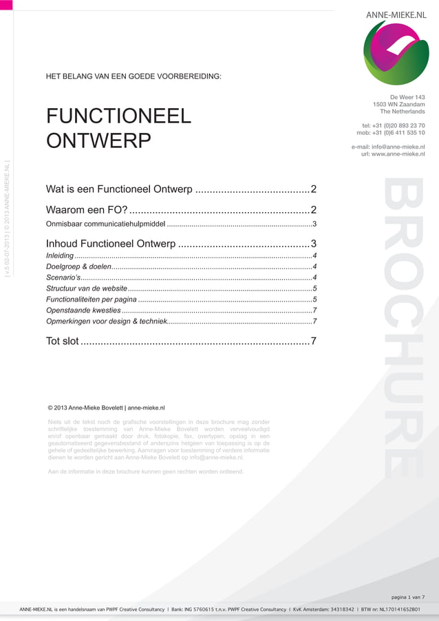 Functioneel Ontwerp - brochure | PDF