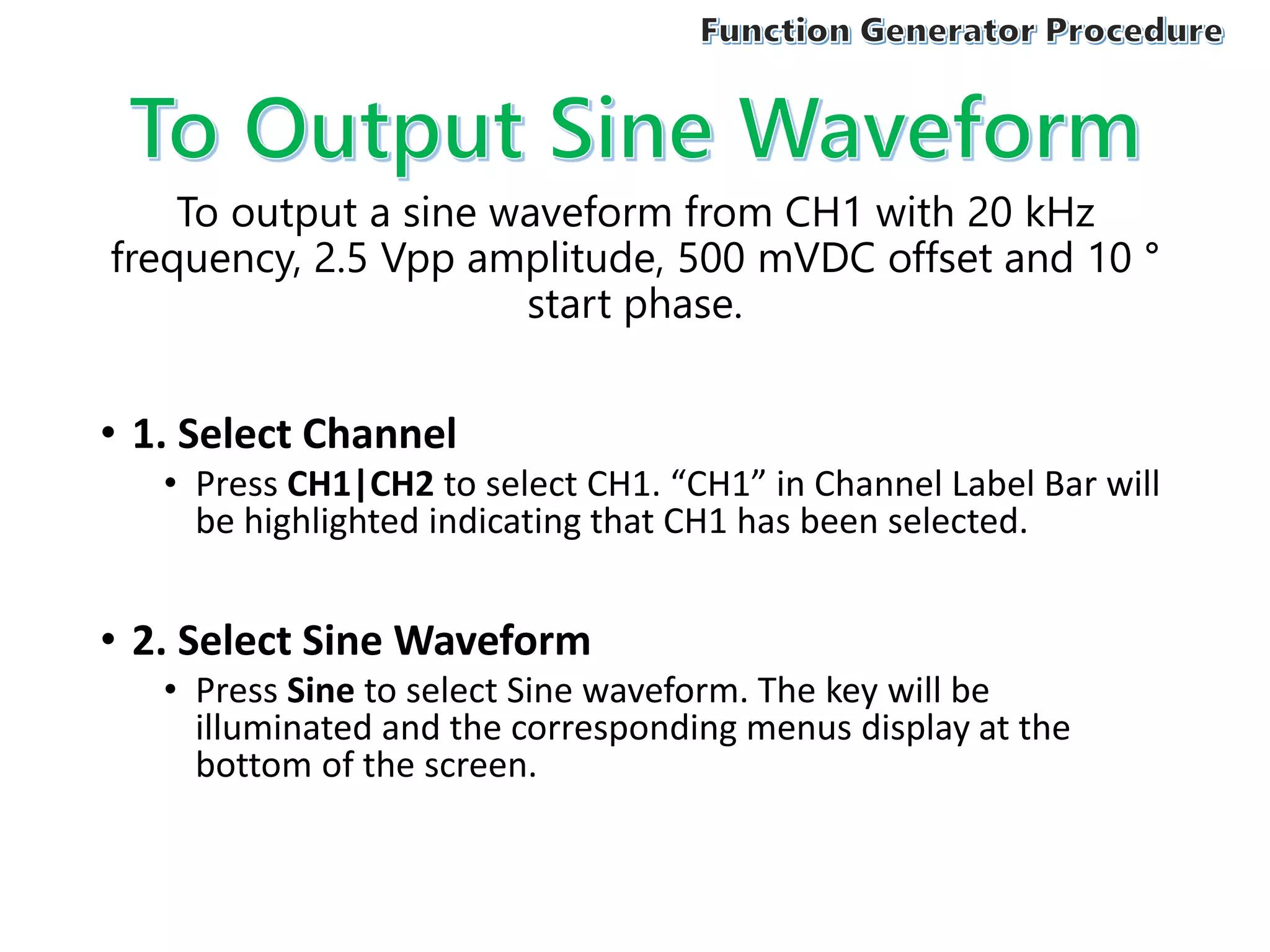How to use a Function generator | PDF