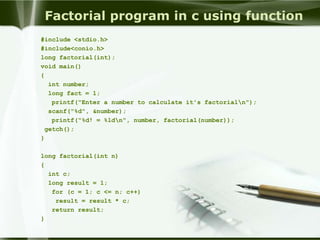 Function in c | PPTX | Programming Languages | Computing