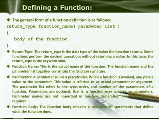 Function in c | PPTX | Programming Languages | Computing