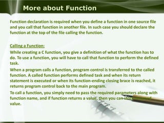 Function in c | PPTX | Programming Languages | Computing
