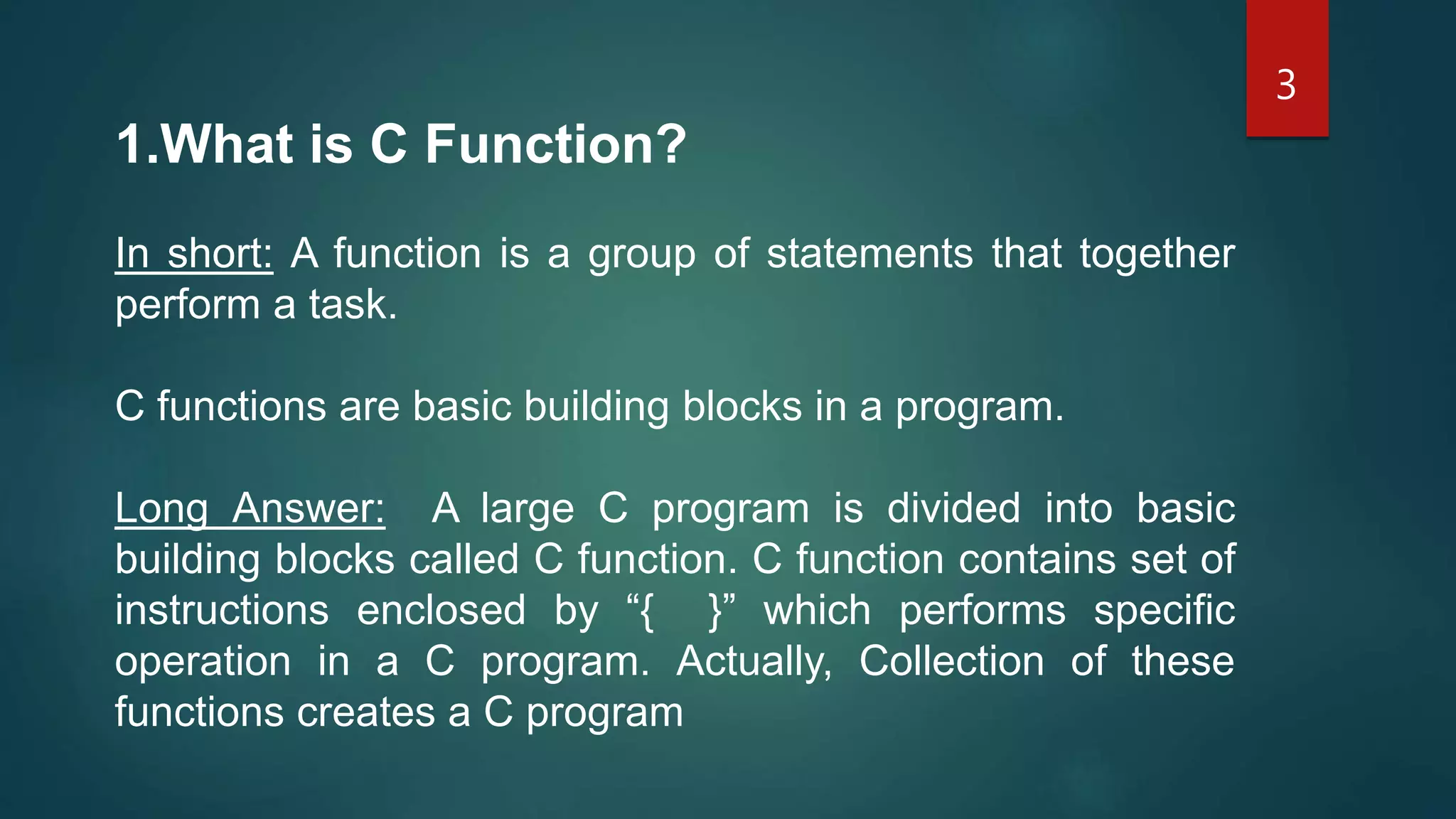 Presentation On Function In C Programming | Pptx