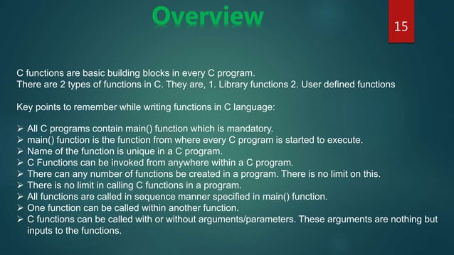 Presentation On Function In C Programming | Ppt