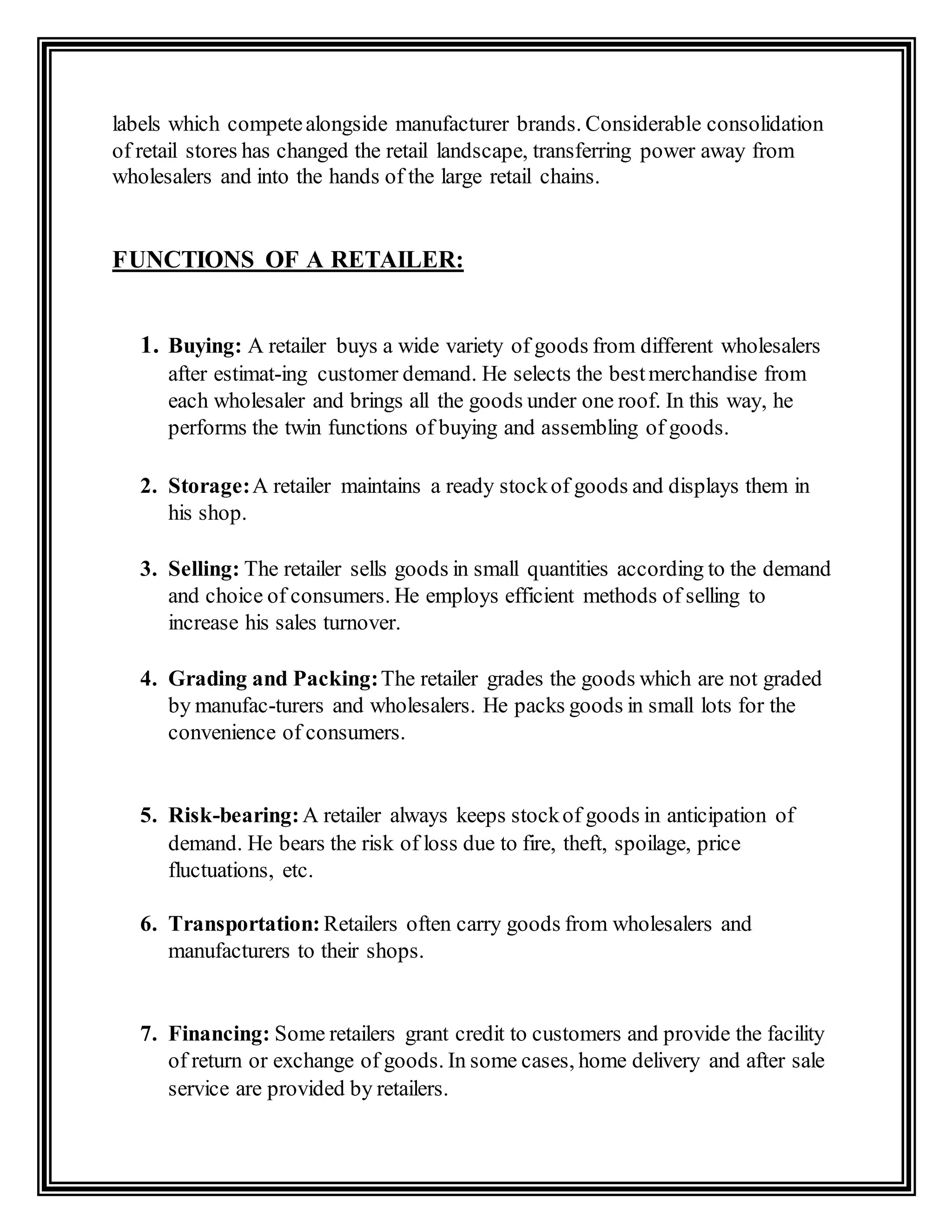 Functioning of a retail store project-term 2 cbse grade 12 marketing ...