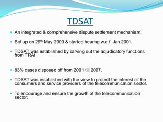 Functioning of TRAI,DoT&TDSAT IN TELECOMMUNICATION | PPTX