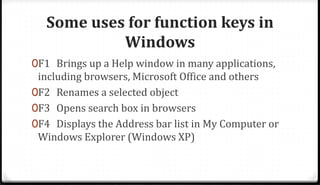 Function keys and shortcut Compiled by mark john lado | PPT