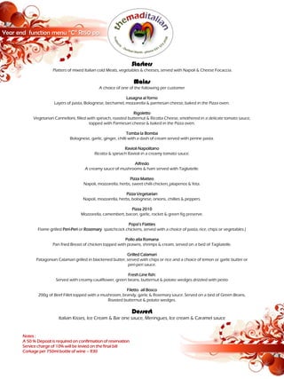 Function menu C year end R150 pp | PDF