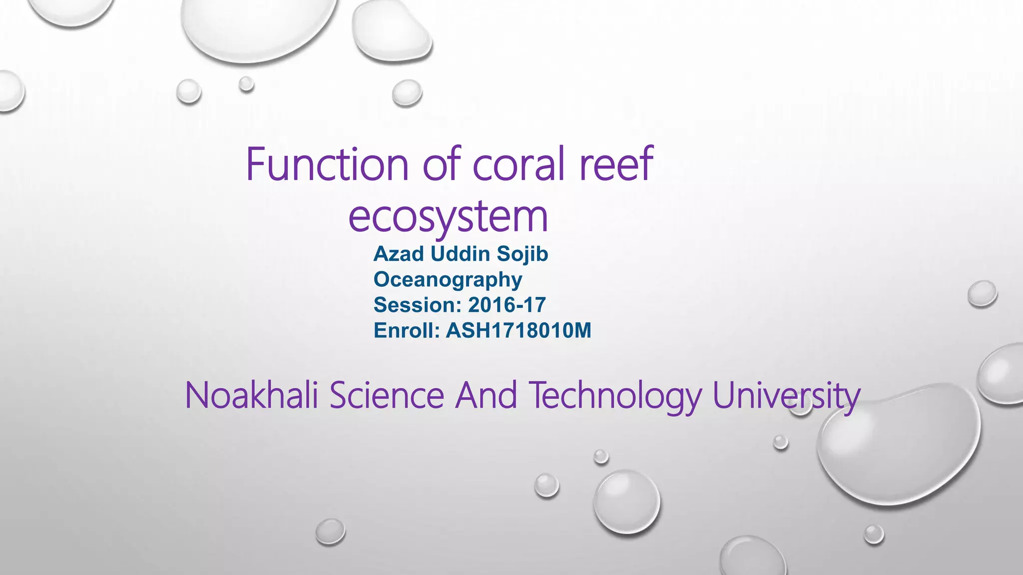 Function of coral reef.. | PPT