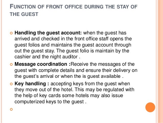 Function of front office | PPTX