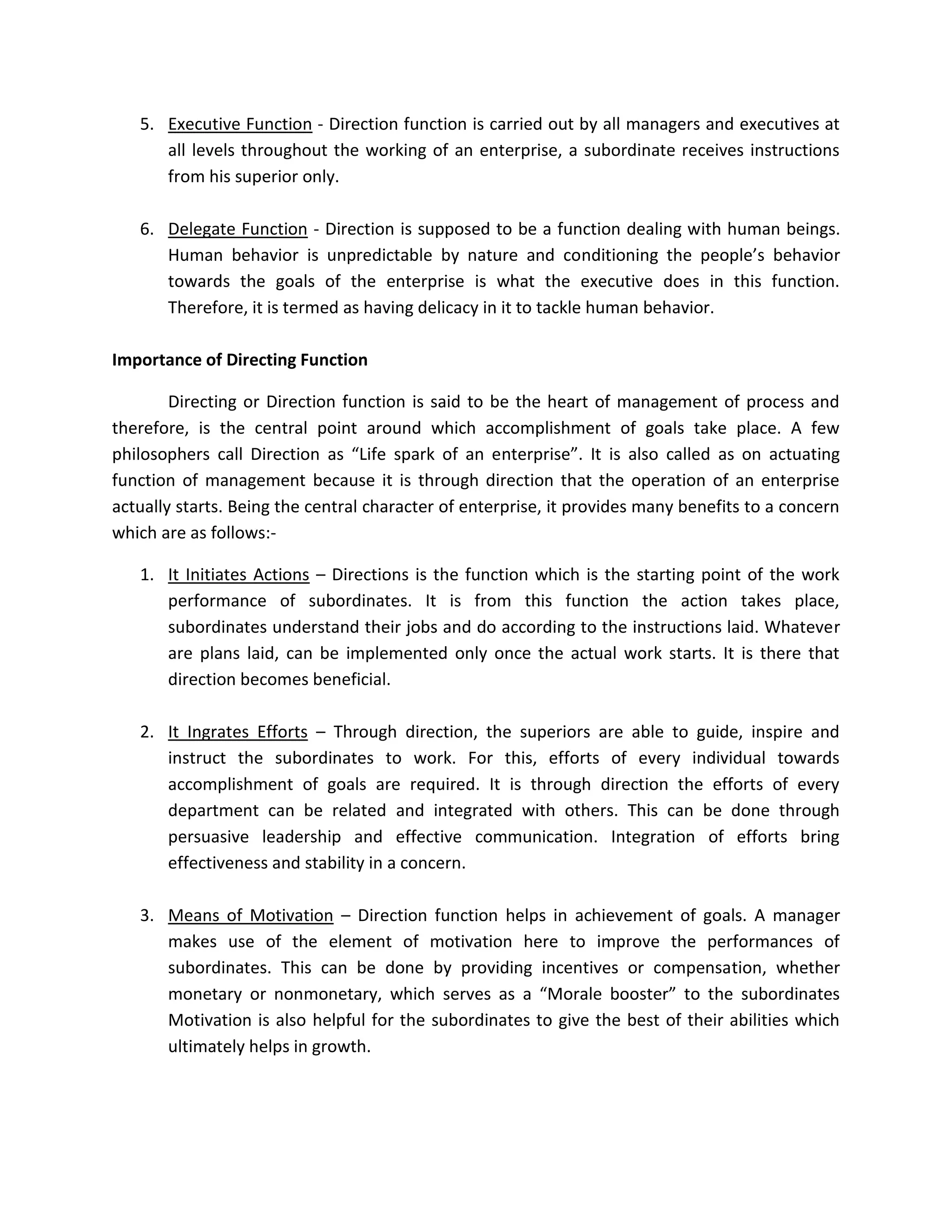 Function of management directing | DOCX