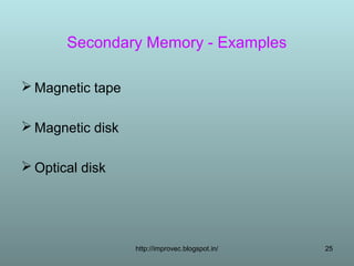 Function of memory.4to5 | Data Storage and Warehousing | Computing