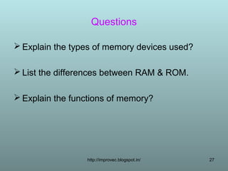 Function of memory.4to5 | Data Storage and Warehousing | Computing