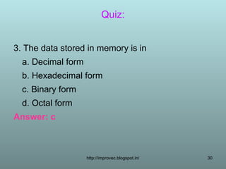 Function of memory.4to5 | Data Storage and Warehousing | Computing