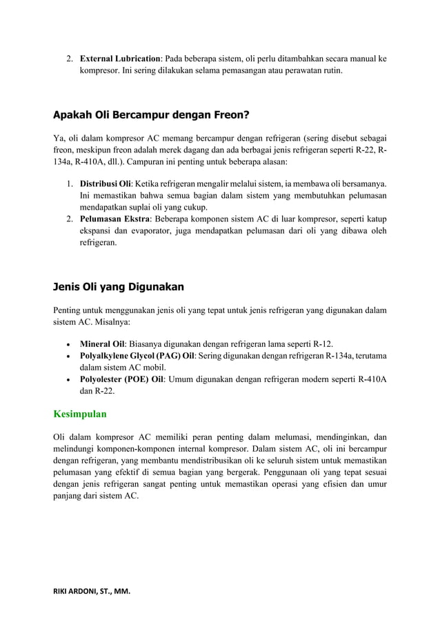 FUNCTION OF OIL IN AC COMPRESSOR - RIKI ARDONI.pdf