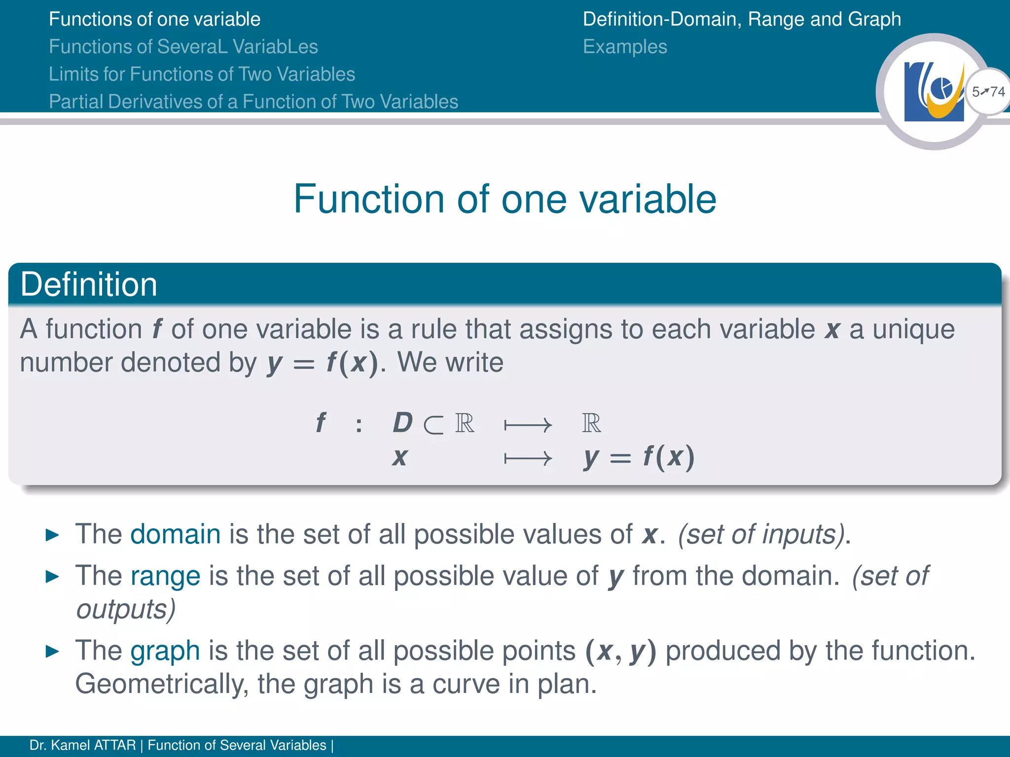 Function of several variables | PDF