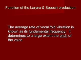 HIS 120 Function of the Larynx and Speech Production | PPT