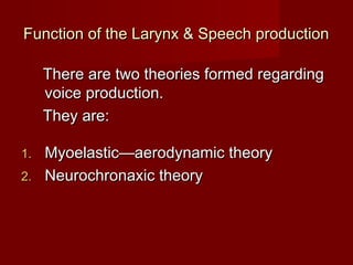 HIS 120 Function of the Larynx and Speech Production | PPT