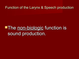 HIS 120 Function of the Larynx and Speech Production | PPT