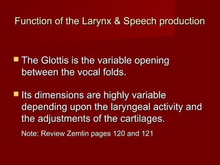 HIS 120 Function of the Larynx and Speech Production | PPT