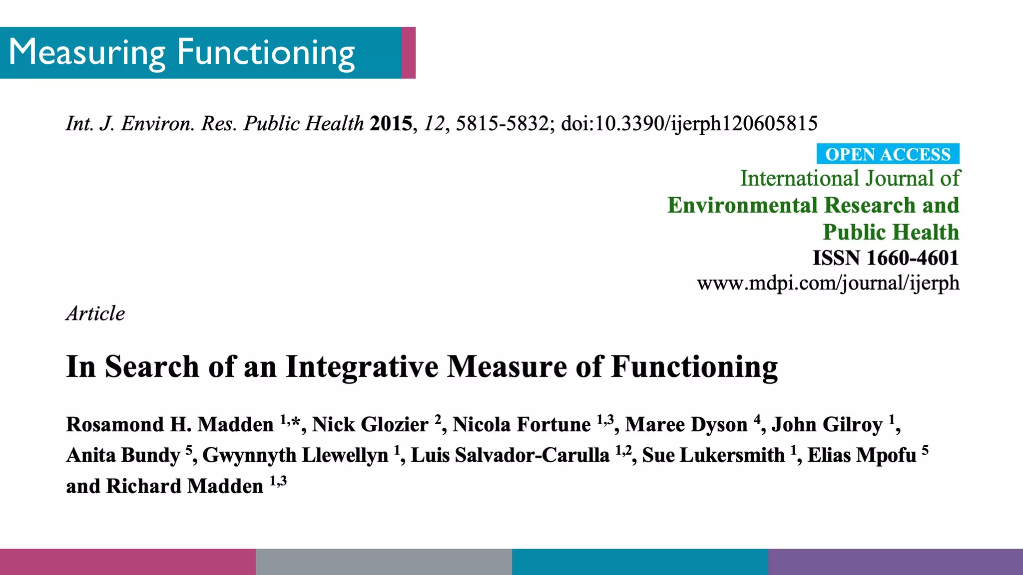 Functionomics -The International Classification of Functioning ...