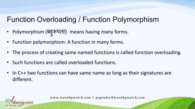 Function overloading in c++ | PPTX | Programming Languages | Computing