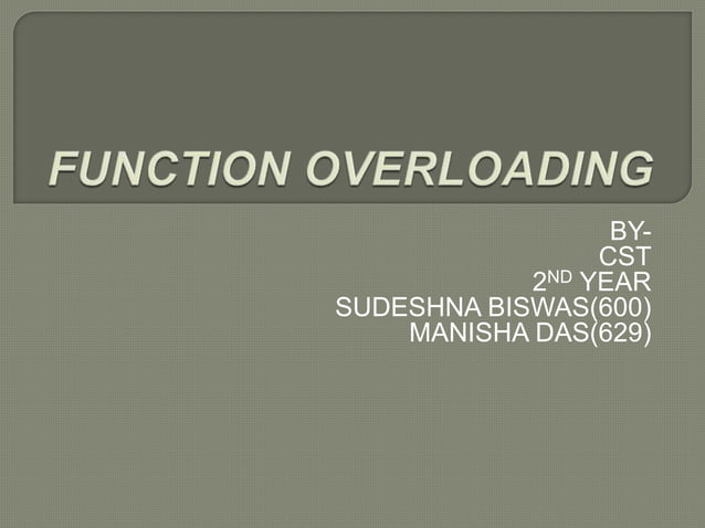 Function Overloading Ppt