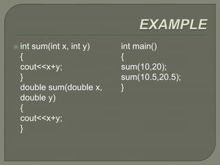 Function overloading | PPTX | Programming Languages | Computing