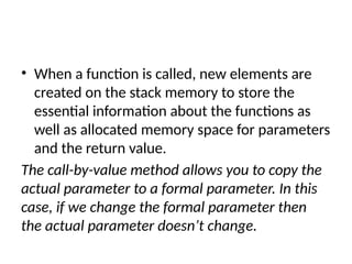 Function Overloading Call by value and call by reference | PPTX