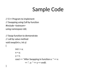 Function Overloading Call by value and call by reference | PPT