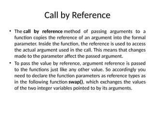 Function Overloading Call by value and call by reference | PPTX