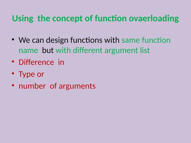 Function Overloading In C Programming Language Ppt 6381