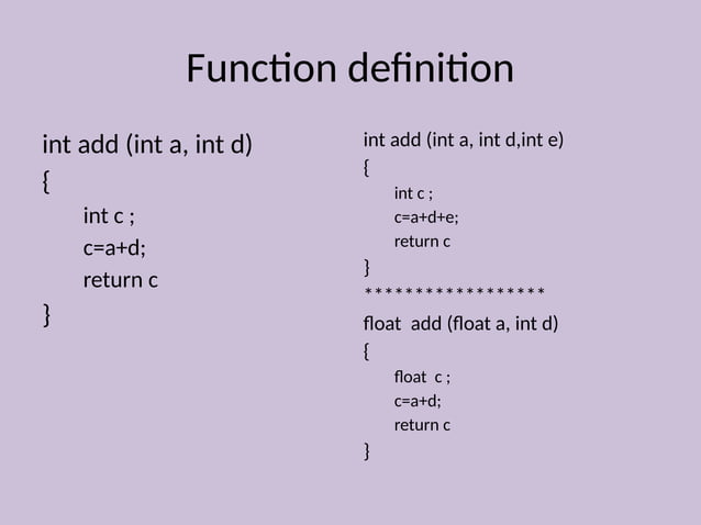 Function Overloading In C Programming Language Ppt
