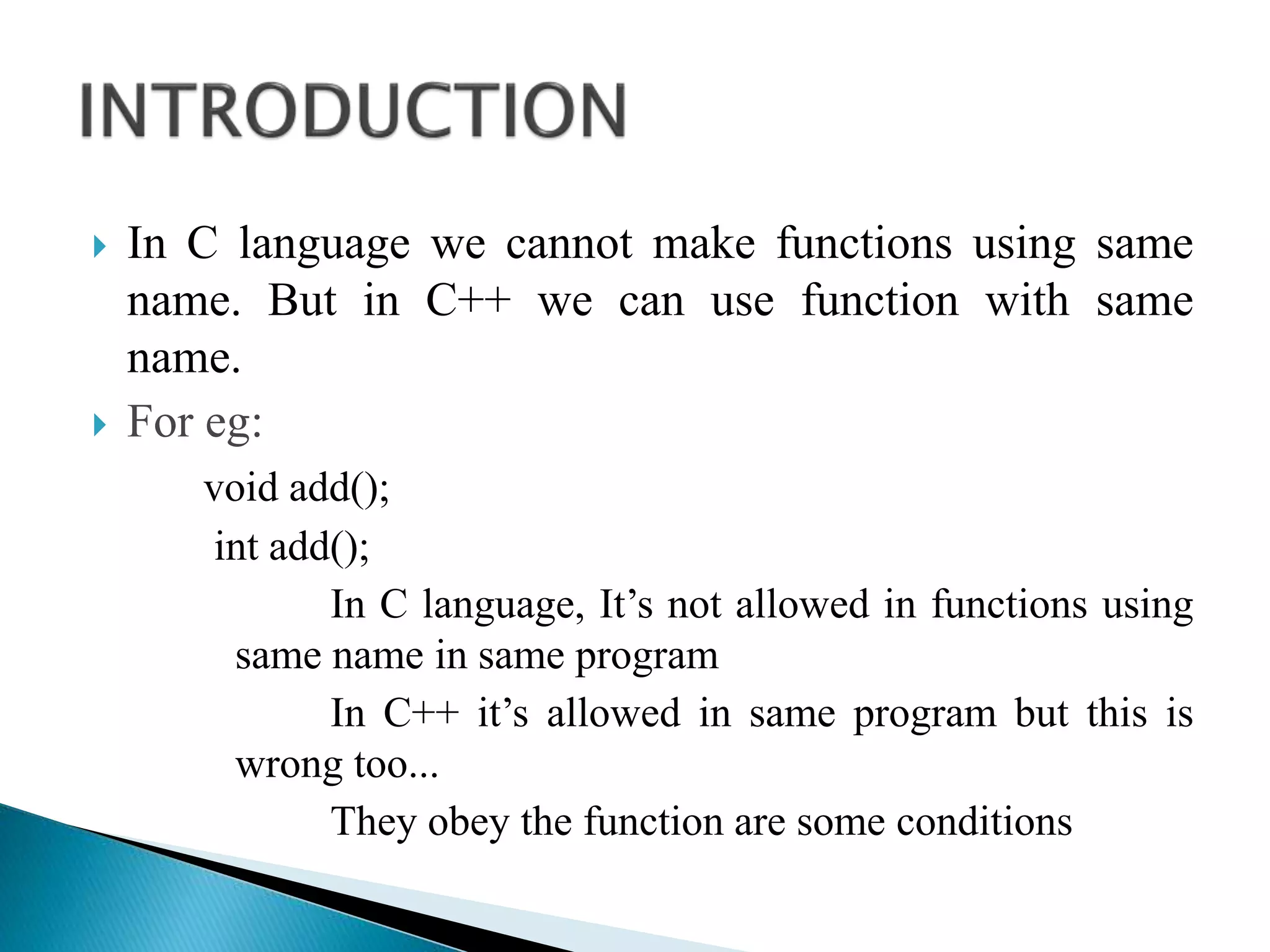 Function Overloading In C Ppt Programming Languages Computing 3103