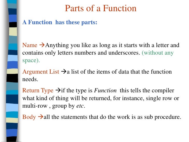 Function & procedure