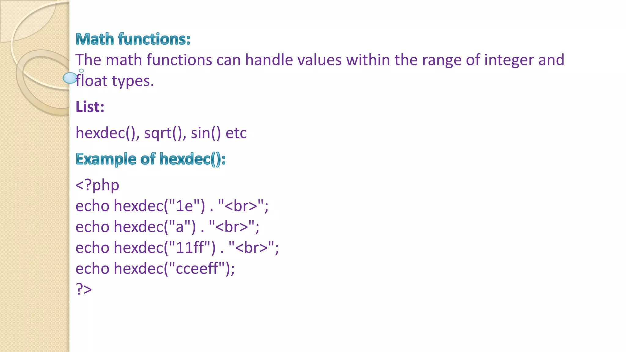 PHP FUNCTIONS | PPTX