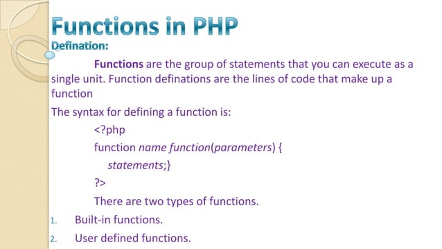 PHP FUNCTIONS | PPTX
