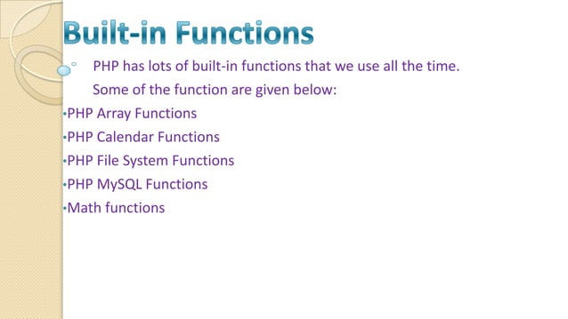 PHP FUNCTIONS | PPTX
