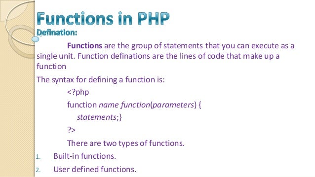PHP FUNCTIONS PHP FUNCTIONS