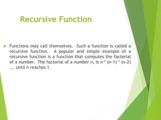 Functions | PPTX | Programming Languages | Computing