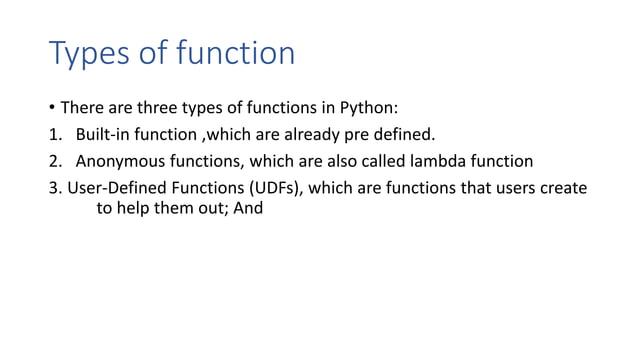 Functions in Python | PPT