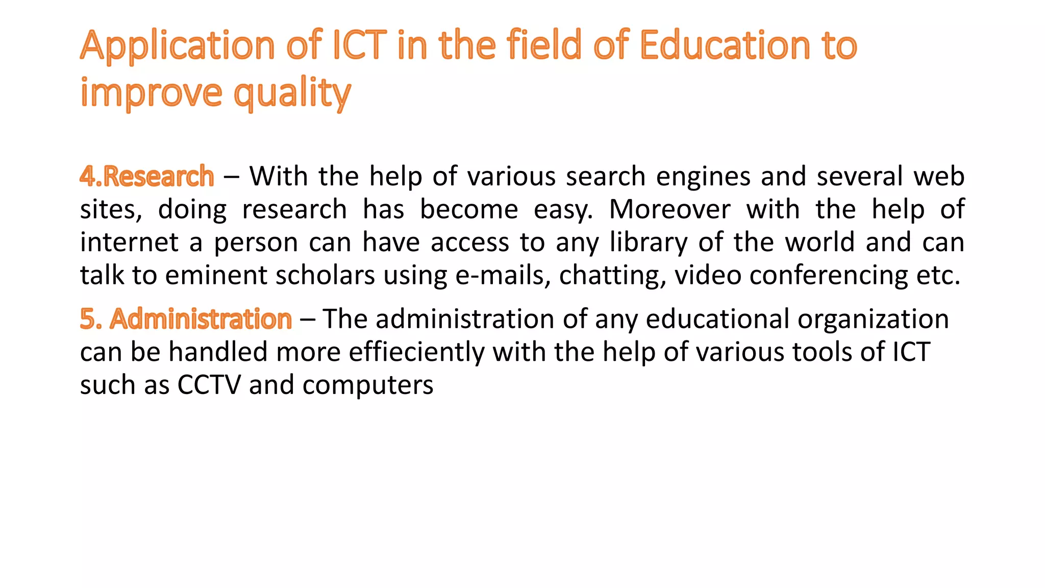 Functions, Need, Importance and application of ICT in Education | PPTX