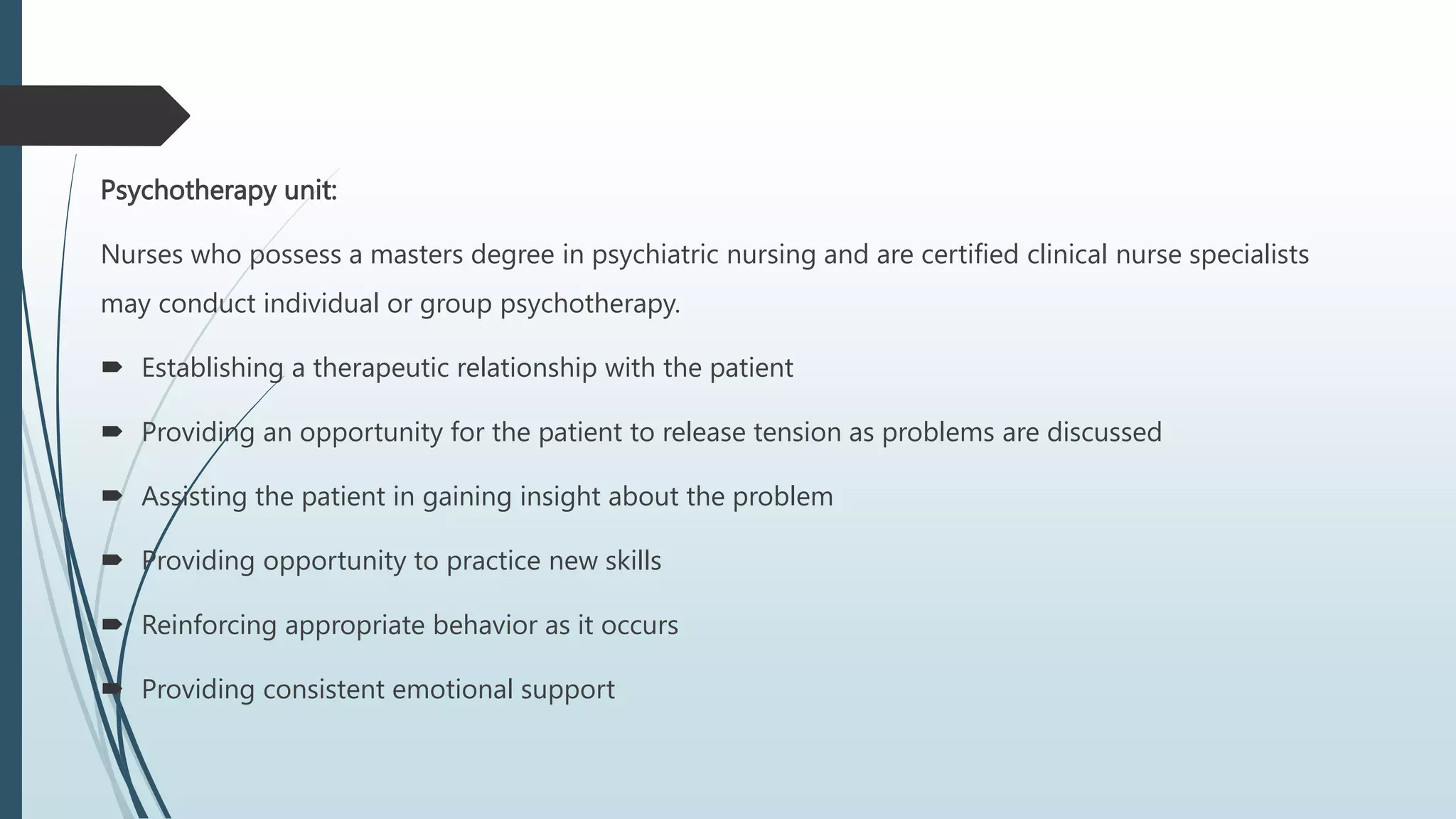 functions of psychiatric nurse in various setting | PPTX