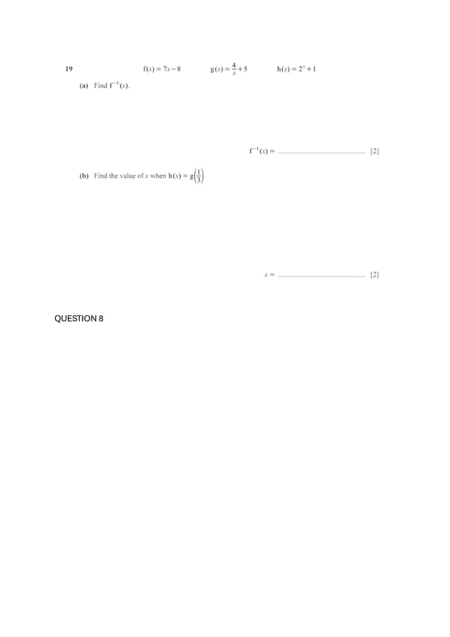 Functions Igcse Mathematics Practice Questions Pdf