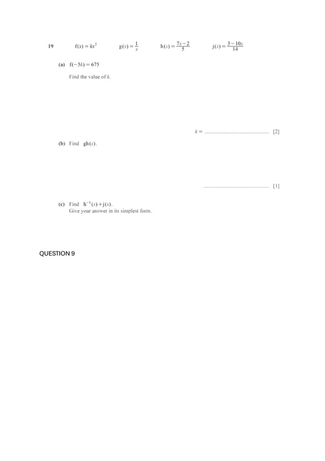 Functions Igcse Mathematics Practice Questions Pdf