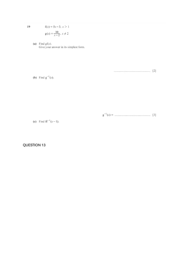 Functions Igcse Mathematics Practice Questions Pdf