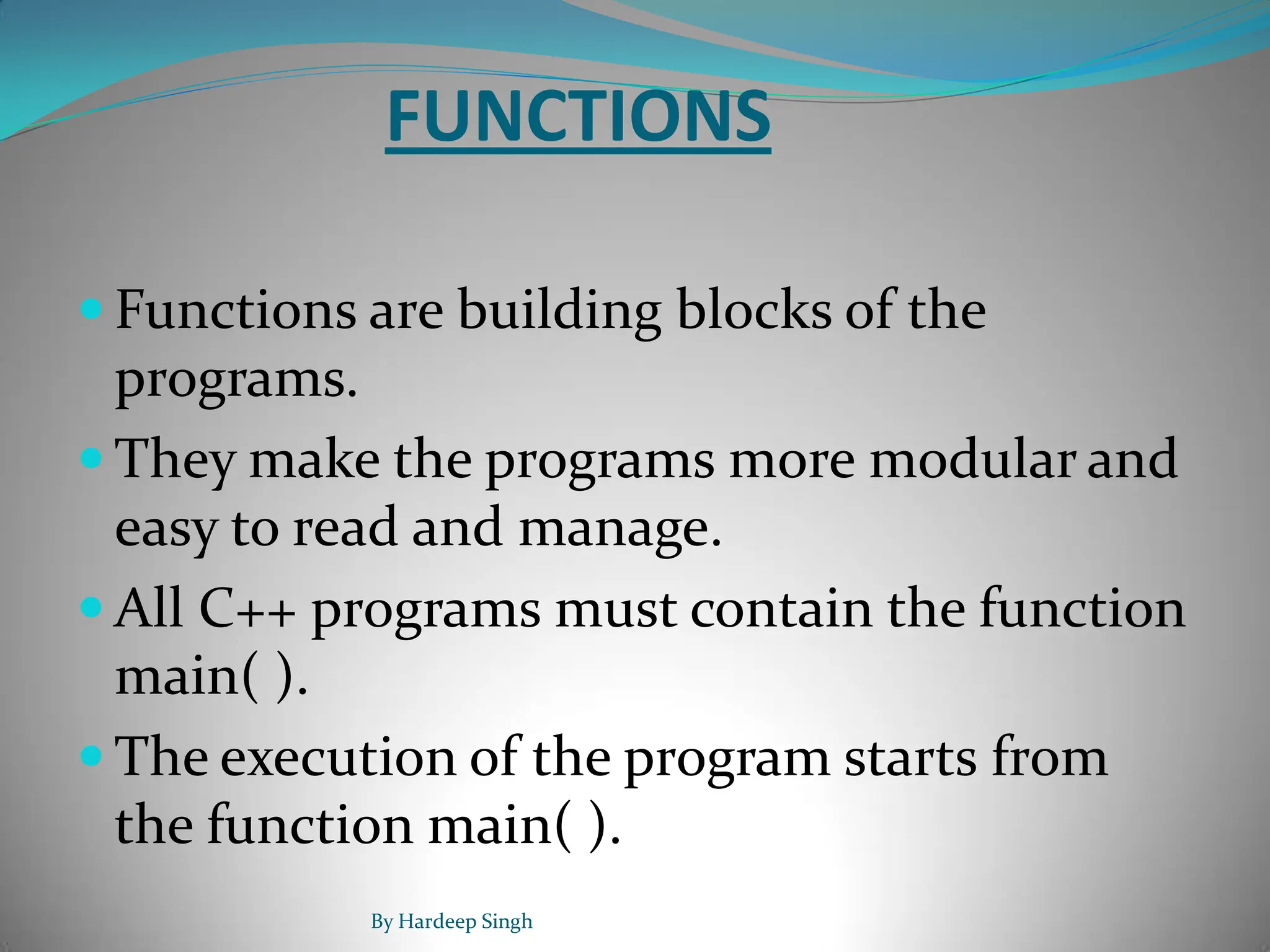 functions in c++ basic concept for students | PPT