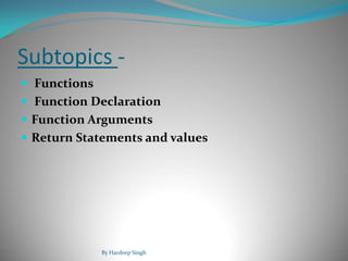 functions in c++ basic concept for students | PPT