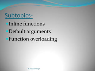 functions in c++ basic concept for students | PPT