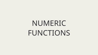 Built-Functions in MySqll (Advance Database System) | PPT